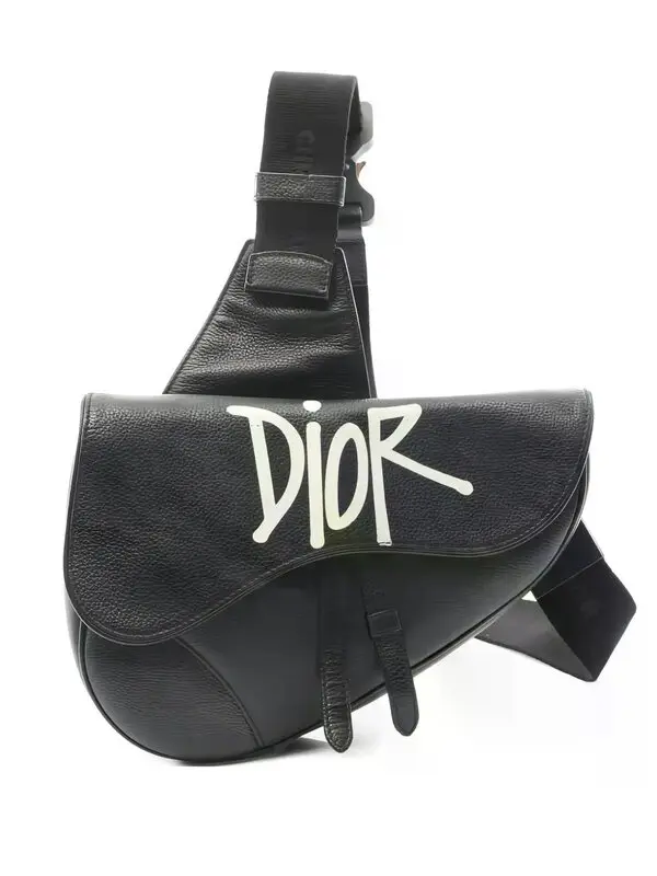 Dior 2000s Leather Saddle Messenger Bag - Black