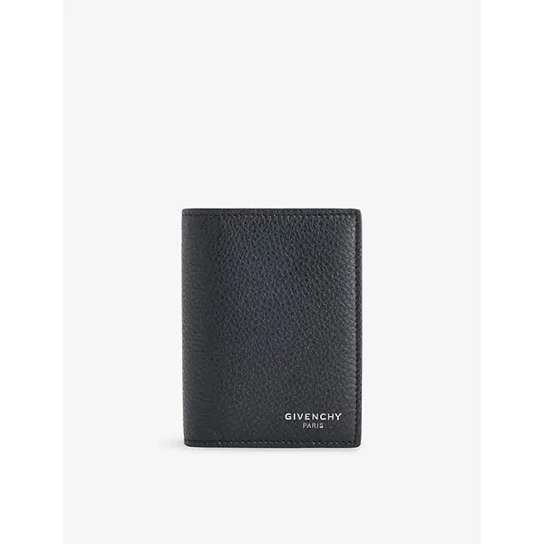 Givenchy Foil-logo Folded Leather Card Holder - Black