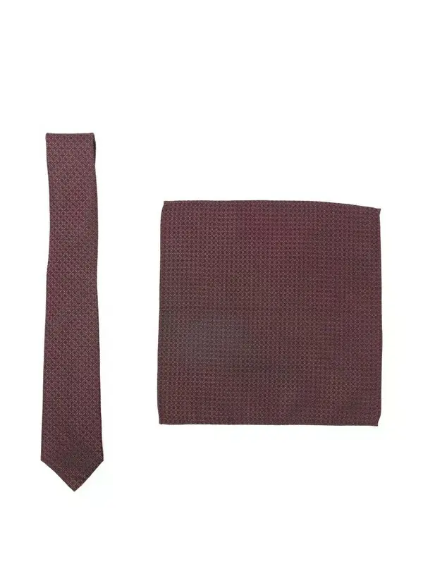 REMUS UOMO Patterned Tie And Handkerchief Set - Red