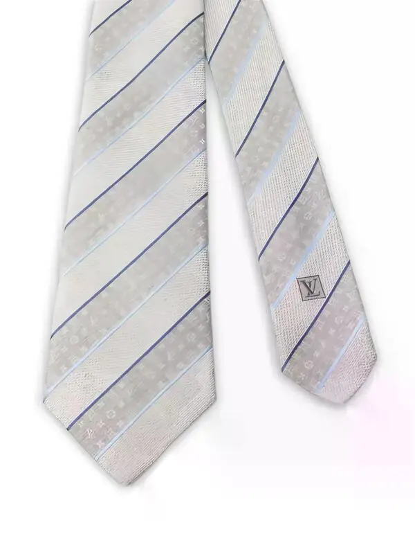 LOUIS VUITTON 2017 Monogram Striped Tie - Grey