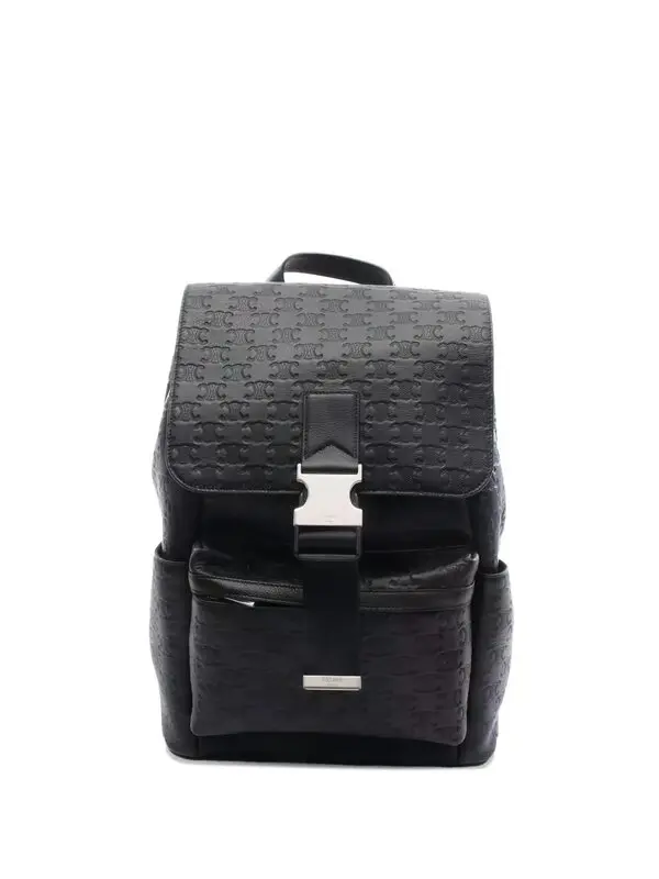 Celine Triomphe Pattern Leather Backpack - Black