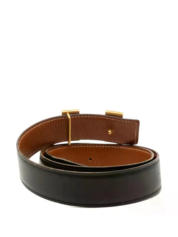 Hermès 2021 Box Calf And Togo Constance H Reversible Belt