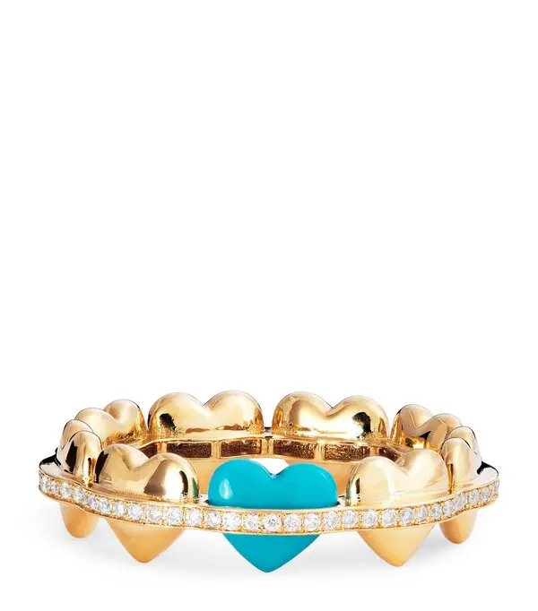 L'ATELIER NAWBAR Yellow Diamond And Turquoise Heart Ring - Gold