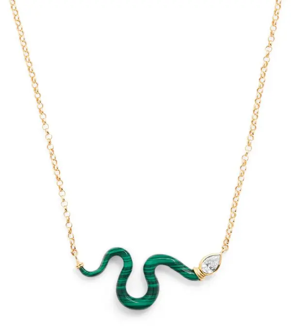 L'ATELIER NAWBAR Boa Diamond And Malachite Necklace - Gold