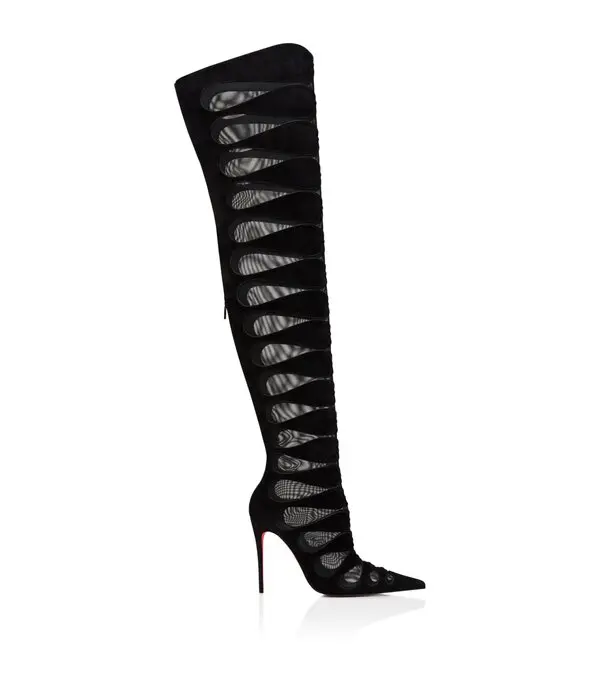 CHRISTIAN LOUBOUTIN Circus Max Suede-mesh Over-the-knee Boots