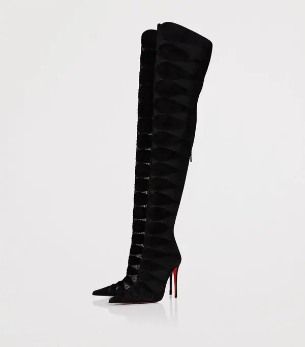 CHRISTIAN LOUBOUTIN Circus Max Suede-mesh Over-the-knee Boots