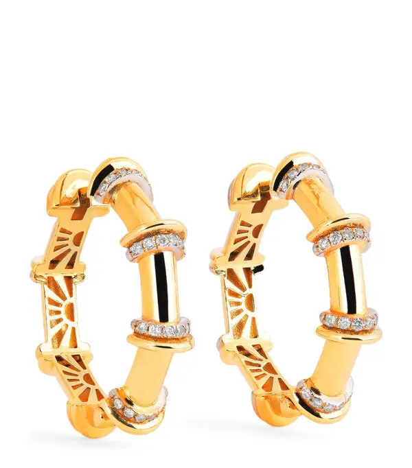 L'ATELIER NAWBAR Yellow And Diamond Warrior Hoop Earrings - Gold