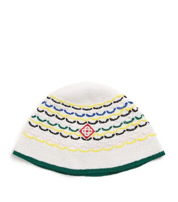Casablanca Cotton Tuck Stitch Bucket Hat - White