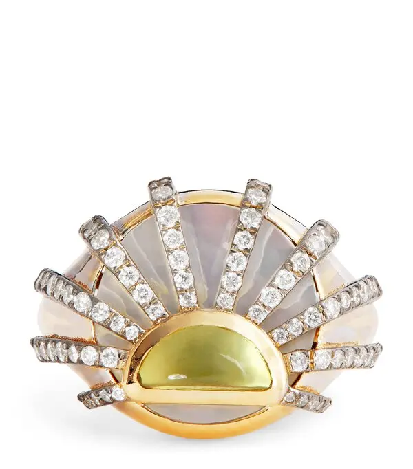 L'ATELIER NAWBAR Yellow Ring With Diamond, Citrine And Pearl - Gold