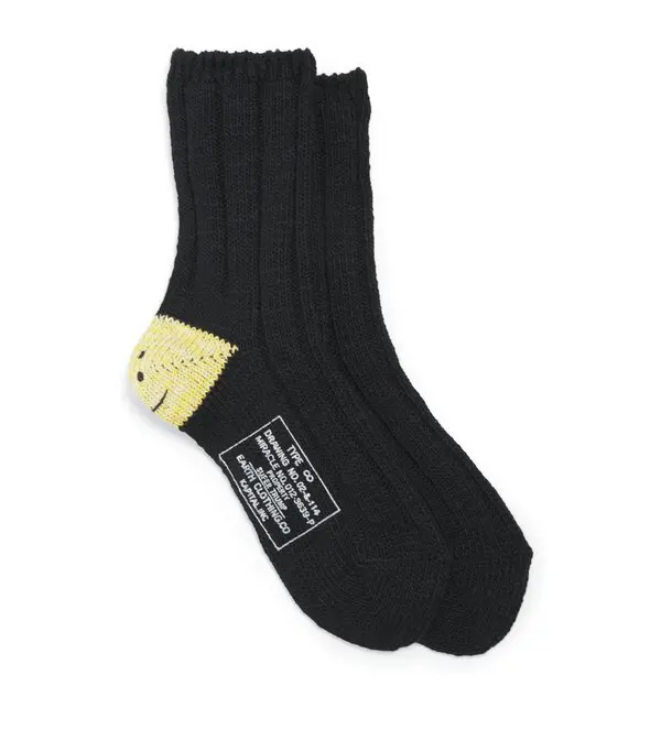 Kapital Cotton-blend Happy Heel Crew Socks - Black