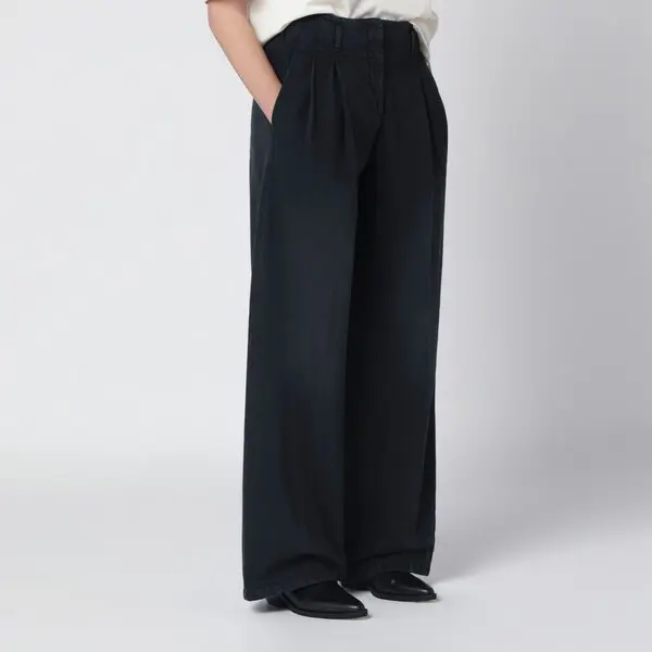 GOLDEN GOOSE Wide-leg Cotton Trousers - Black