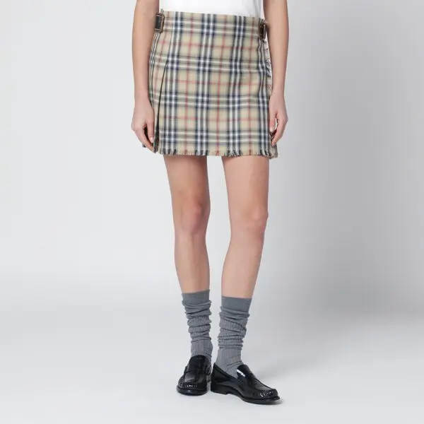 Burberry Wool Mini Kilt With Check Pattern