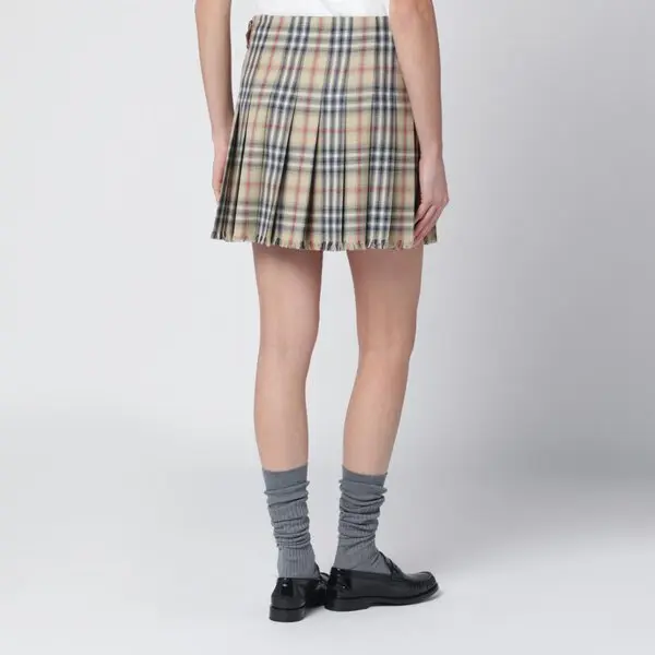 Burberry Wool Mini Kilt With Check Pattern