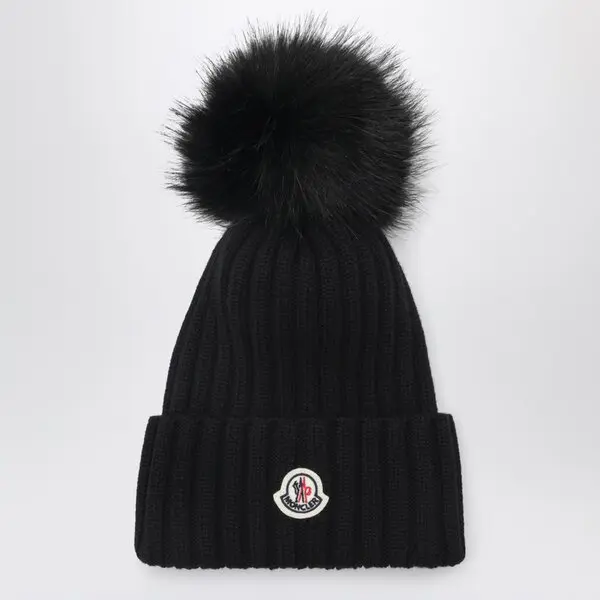 Moncler Wool Beanie With Pom-pom - Black