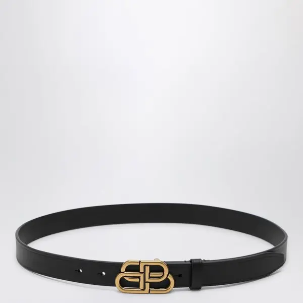 Balenciaga Leather Bb Belt - Black