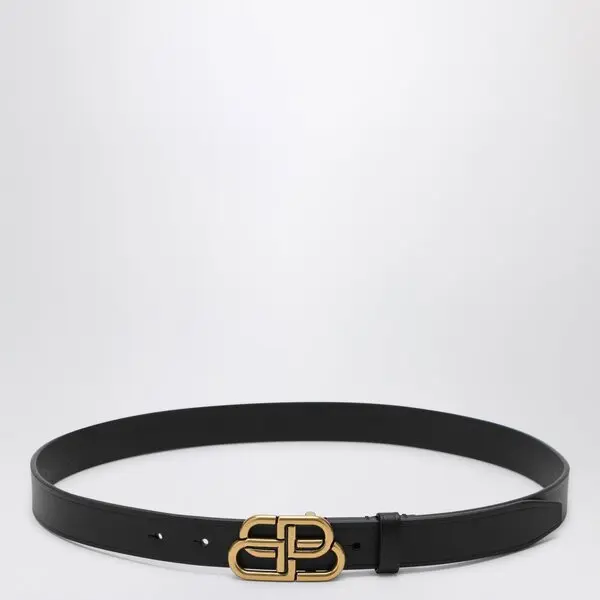 Balenciaga Leather Bb Belt - Black