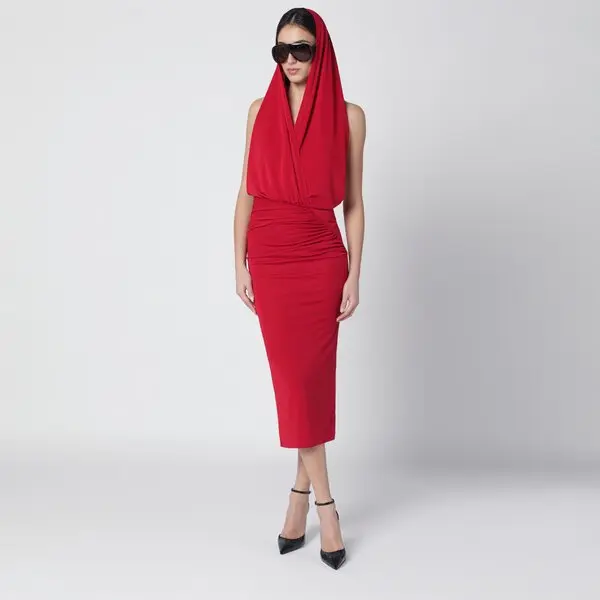 Andamane Annie Hooded Midi Dress - Red