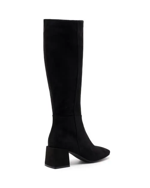 THERAPY AUSTRALIA Wolf Block Heel Tall Boots - Black Faux Suede