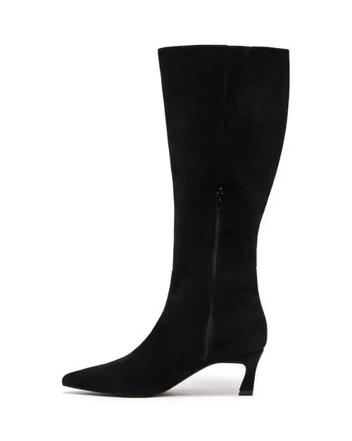 THERAPY AUSTRALIA Pointed Toe Tall Boots - Black Microsuede