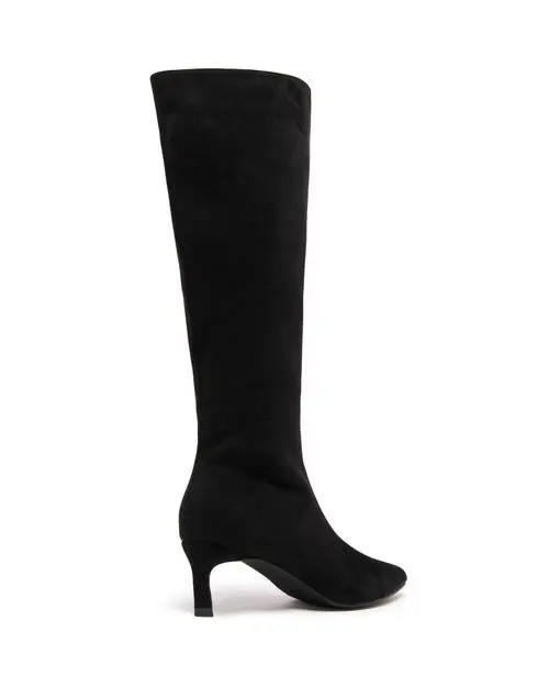 THERAPY AUSTRALIA Dove Pointed Toe Stiletto Heel Tall Boot - Black Microsuede