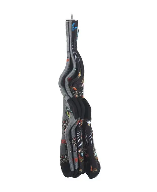 Ed Hardy Skull 360 Print Full Cushion Crew Socks 2 Pack - Black