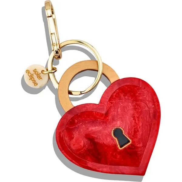 SOLAR ECLIPSE Padlock Heart Key Chain - Red