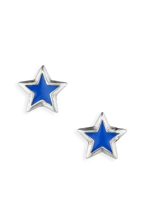 TWOJEYS Enamel Star Stud Earrings - Silver