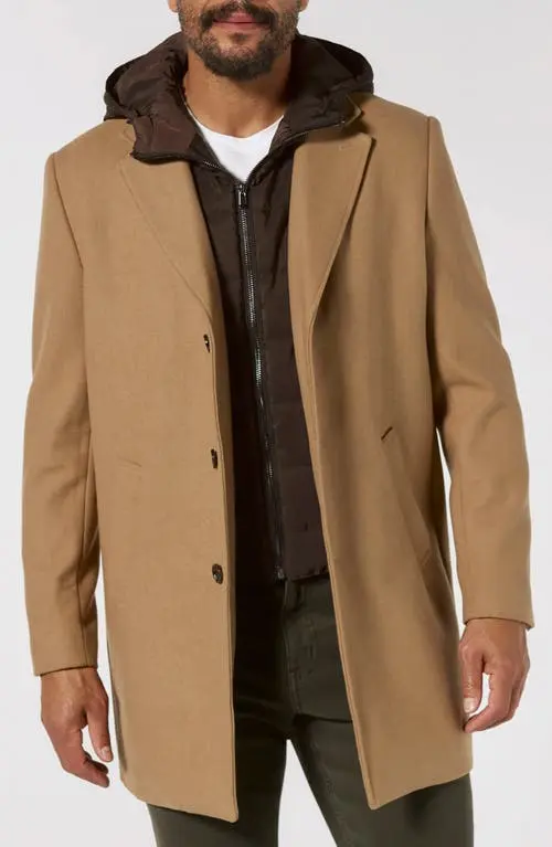7 Diamonds Midtown Felted Overcoat With Removable Hooded Puffer Bib