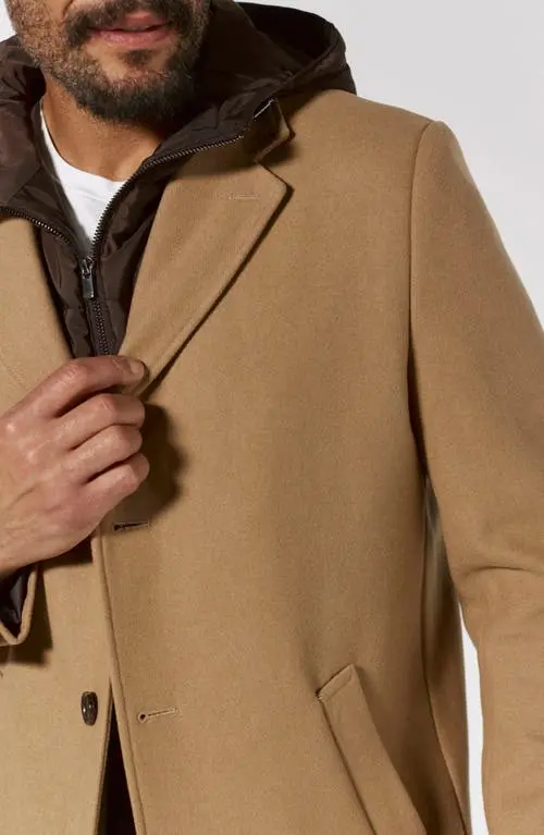 7 Diamonds Midtown Felted Overcoat With Removable Hooded Puffer Bib