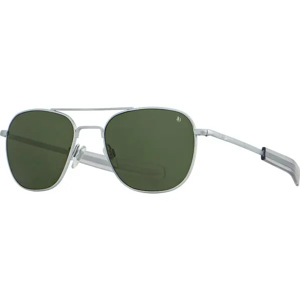 AMERICAN OPTICAL Original Pilot 57mm Aviator Sunglasses - Matte Silver - Gnn-p