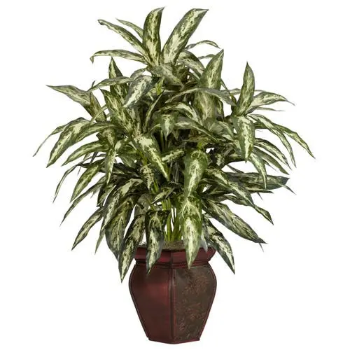 NEARLY NATURAL Aglaonema With Decorative Vase Artificial Plant - Green
