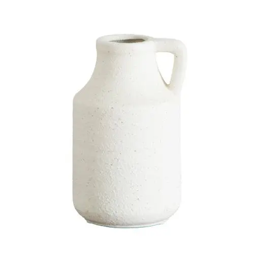 NEARLY NATURAL 7-in Textured Handmade Vase - White