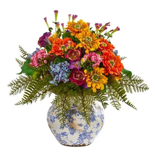 NEARLY NATURAL 15-in Floral Artificial Arrangement - Mixed
