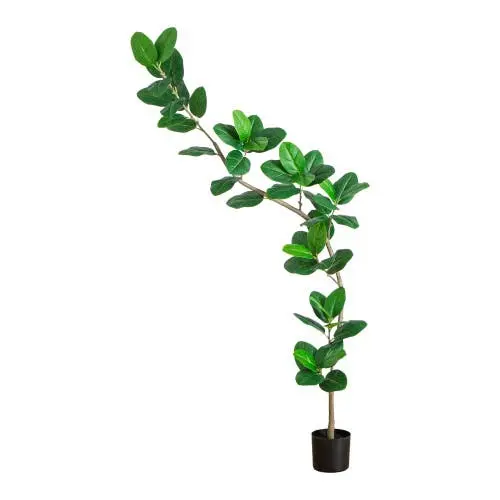 NEARLY NATURAL 7-ft Artificial Curved Trunk Audrey Ficus Tree - Green