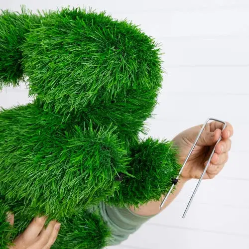NEARLY NATURAL 13-in Uv Resistant Artificial Grass Garden Plush Topiary Bunny Rabbit