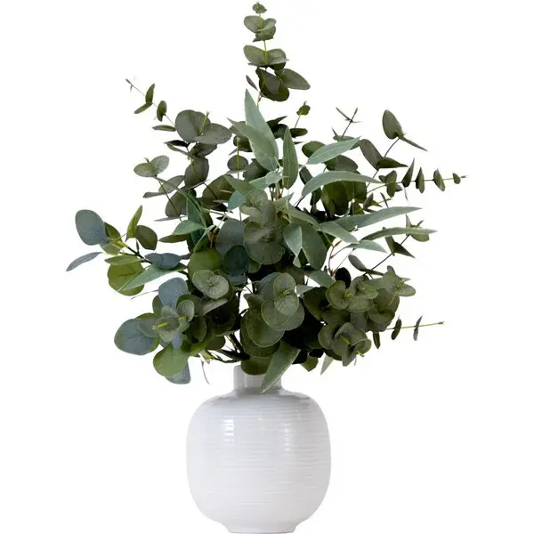 NEARLY NATURAL 24-in Artificial Eucalyptus Leaves Arrangement With Ceramic Planter - Green