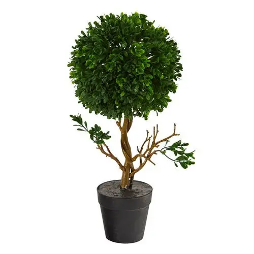 NEARLY NATURAL 15-in Boxwood Topiary Artificial Tree Uv Resistant - Green