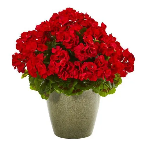 NEARLY NATURAL 17-in Geranium Artificial Plant Uv Resistant - Red