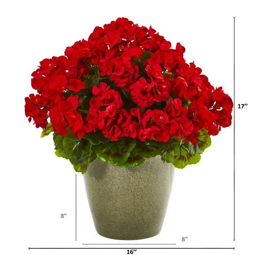 NEARLY NATURAL 17-in Geranium Artificial Plant Uv Resistant