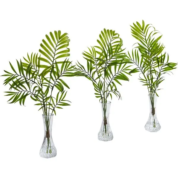 NEARLY NATURAL Mini Palm Artificial Plant In Vase - Green