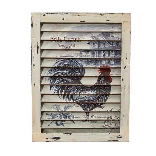 NEARLY NATURAL Rooster Window Shutter Wall Decor - Cream
