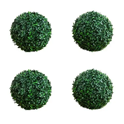 NEARLY NATURAL 8-in Uv Resistant Artificial Boxwood Ball Set Of 4 - Green