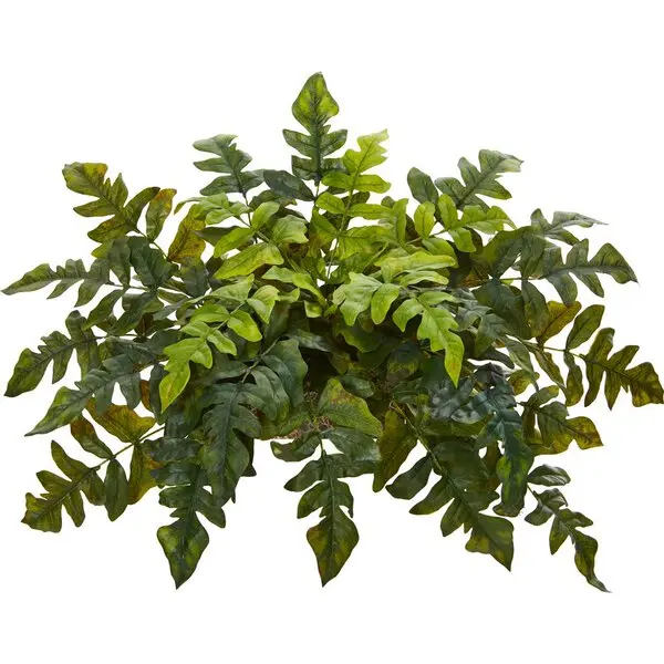 NEARLY NATURAL 32-in Holly Fern Artificial Ledge Plant - Green