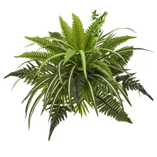NEARLY NATURAL 22-in Mixed S And Fern Artificial Bush Plant - Green