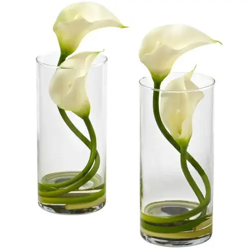 NEARLY NATURAL Double Calla Lily With Cylinder - Cream