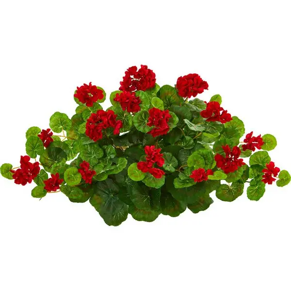 NEARLY NATURAL 24-in Geranium Artificial Ledge Plant - Red/green