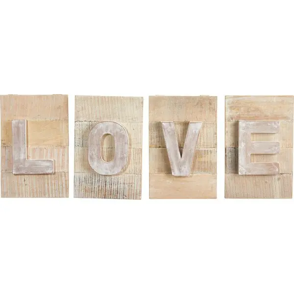 NEARLY NATURAL 40-in Rustic Farmhouse Love Wall Art Decor - Brown