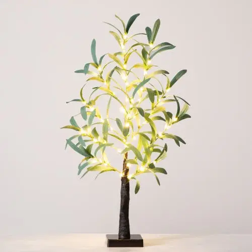 NEARLY NATURAL 2-ft Lighted Artificial Olive Tree With 60 Warm White Led Lights