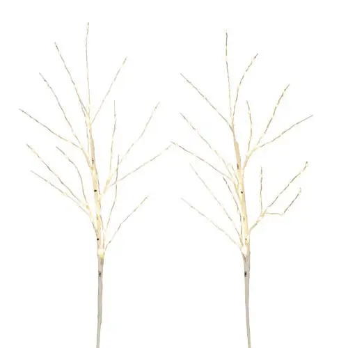 NEARLY NATURAL 36-in Pre-lit Artificial Birch Branches With 150 Warm Led Lightsset Of 2 - White