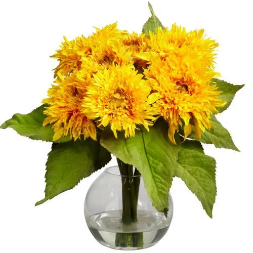 NEARLY NATURAL Golden Sunflower Arrangement - Yellow